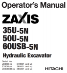 Hitachi Zaxis 35U-5N, Zaxis 50U-5N, Zaxis 60USB-5N Hydraulic Excavator ...