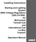 Case IH Starting and Lighting System (With Voltage Regulation) (358 214 ...
